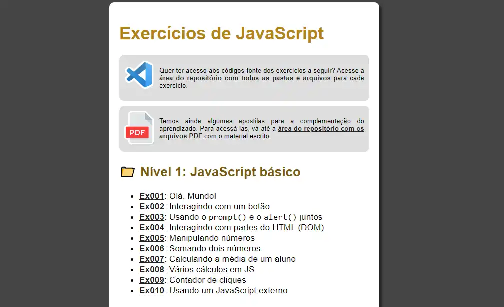 Exercícios p/ Praticar Javascript